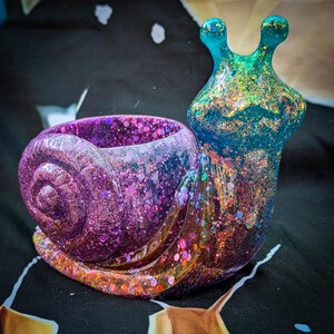 Purple Sparkly Snail Planter, Glow in the Dark Emotional Support Animal, Dopamine Resin Décor ...