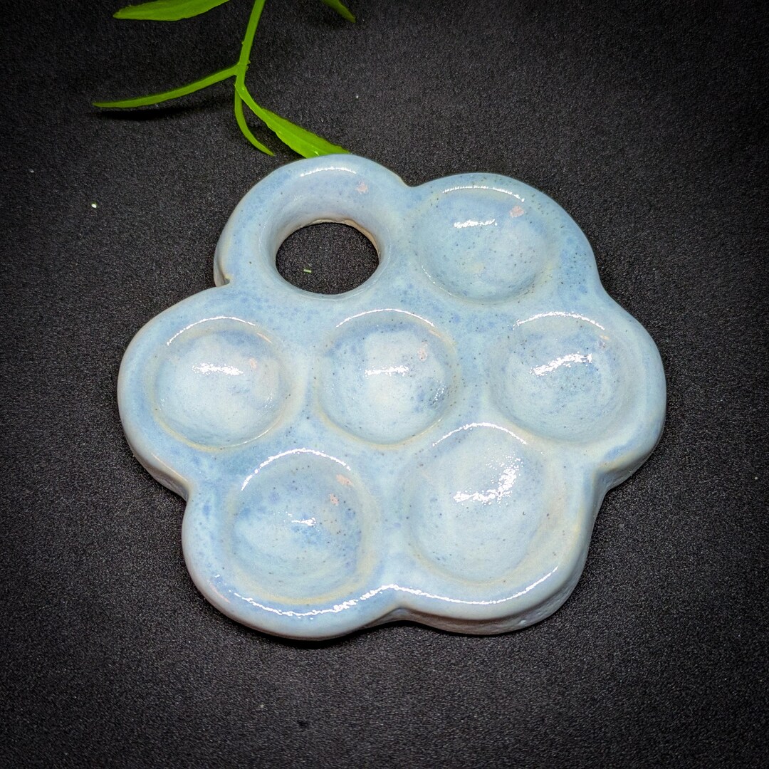 Ceramic Watercolor Palette, Small Paint Tray for Miniatures, Blue ...