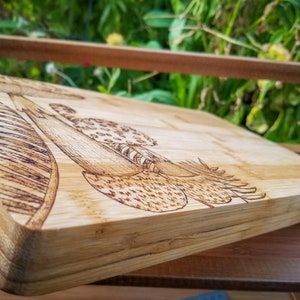 Wood Burned Bamboo Charcuterie Board, Upcycled Hand Burned Pyrography ...