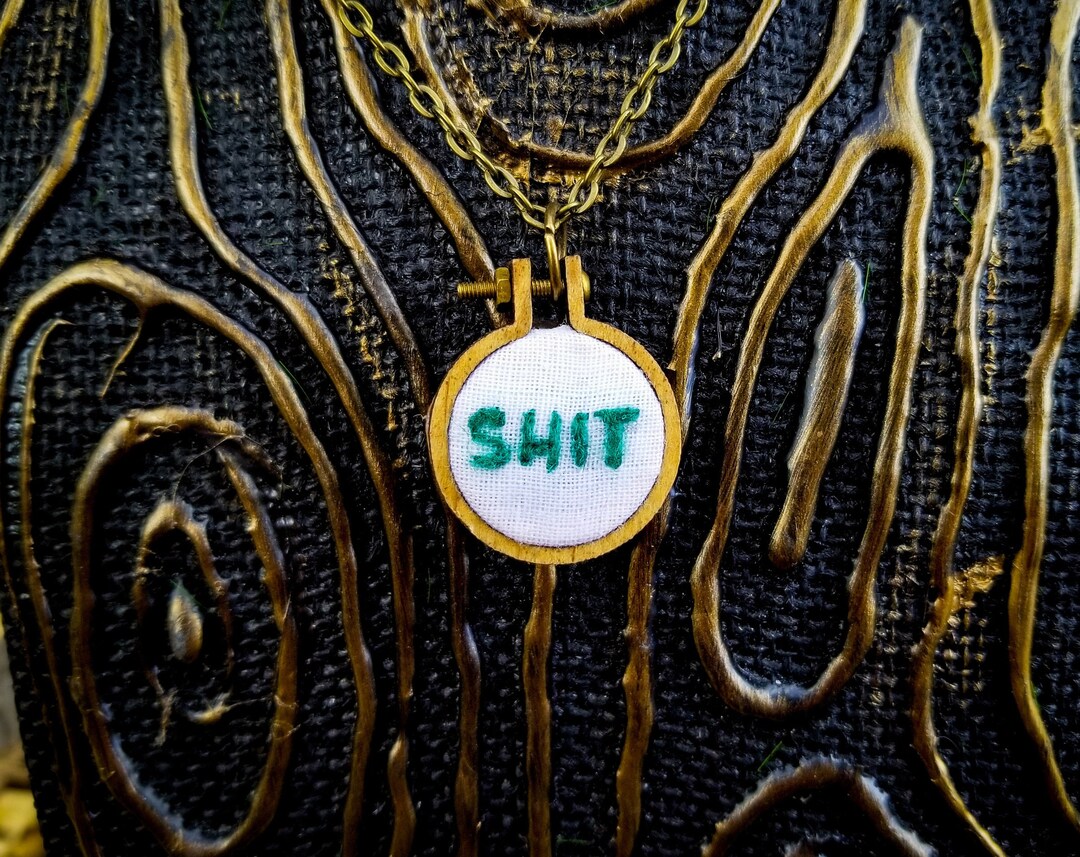 Needle Felted Profane Necklace, Wool Felt Mini Embroidery Hoop Jewelry ...