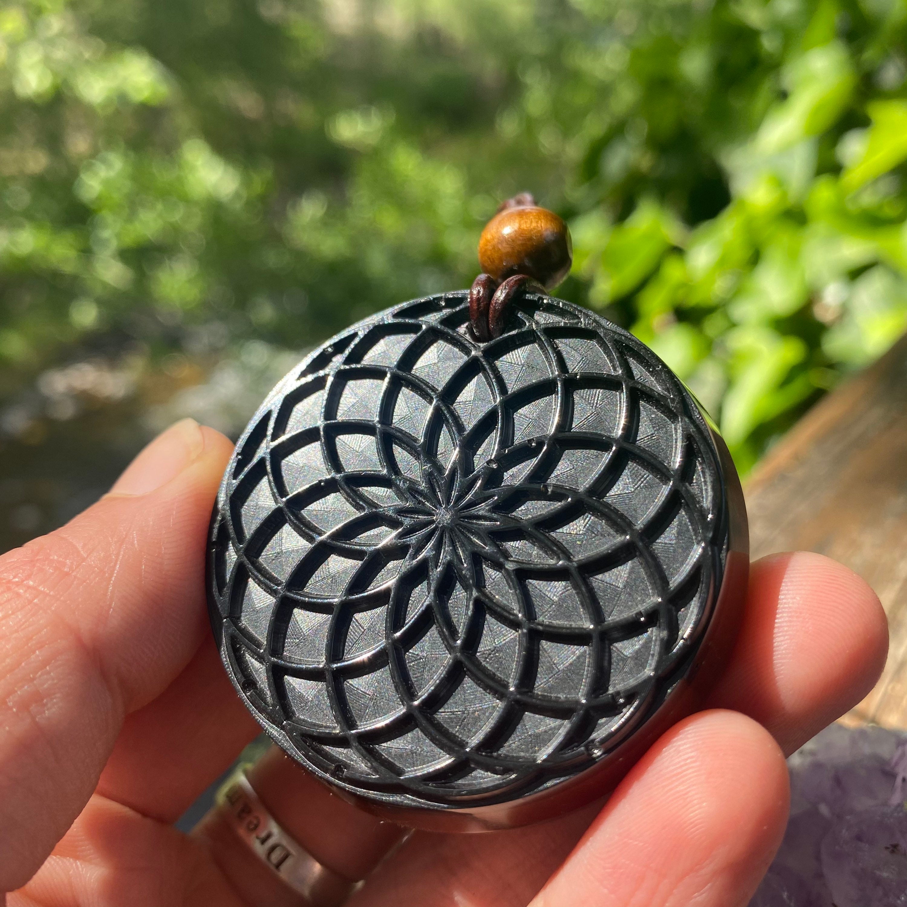 Shungite Torus Pendant with Sedona Bell Rock Red Rock EMF | Etsy