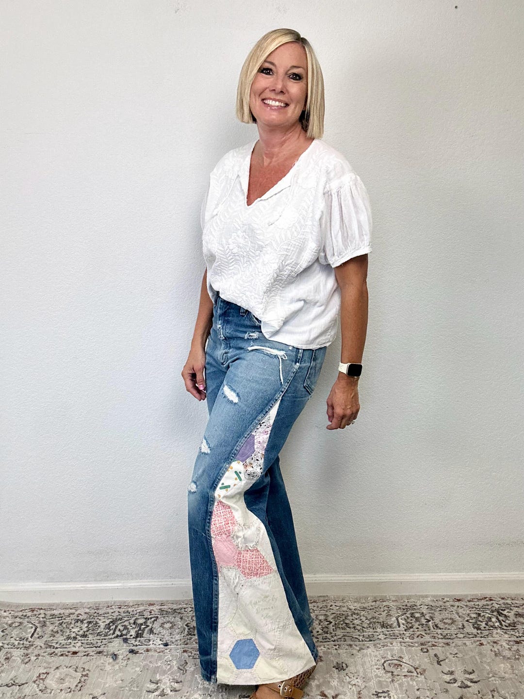 The Kacey (size 8) Wrangler Flare Jeans With Vintage Quilt Panels - Etsy