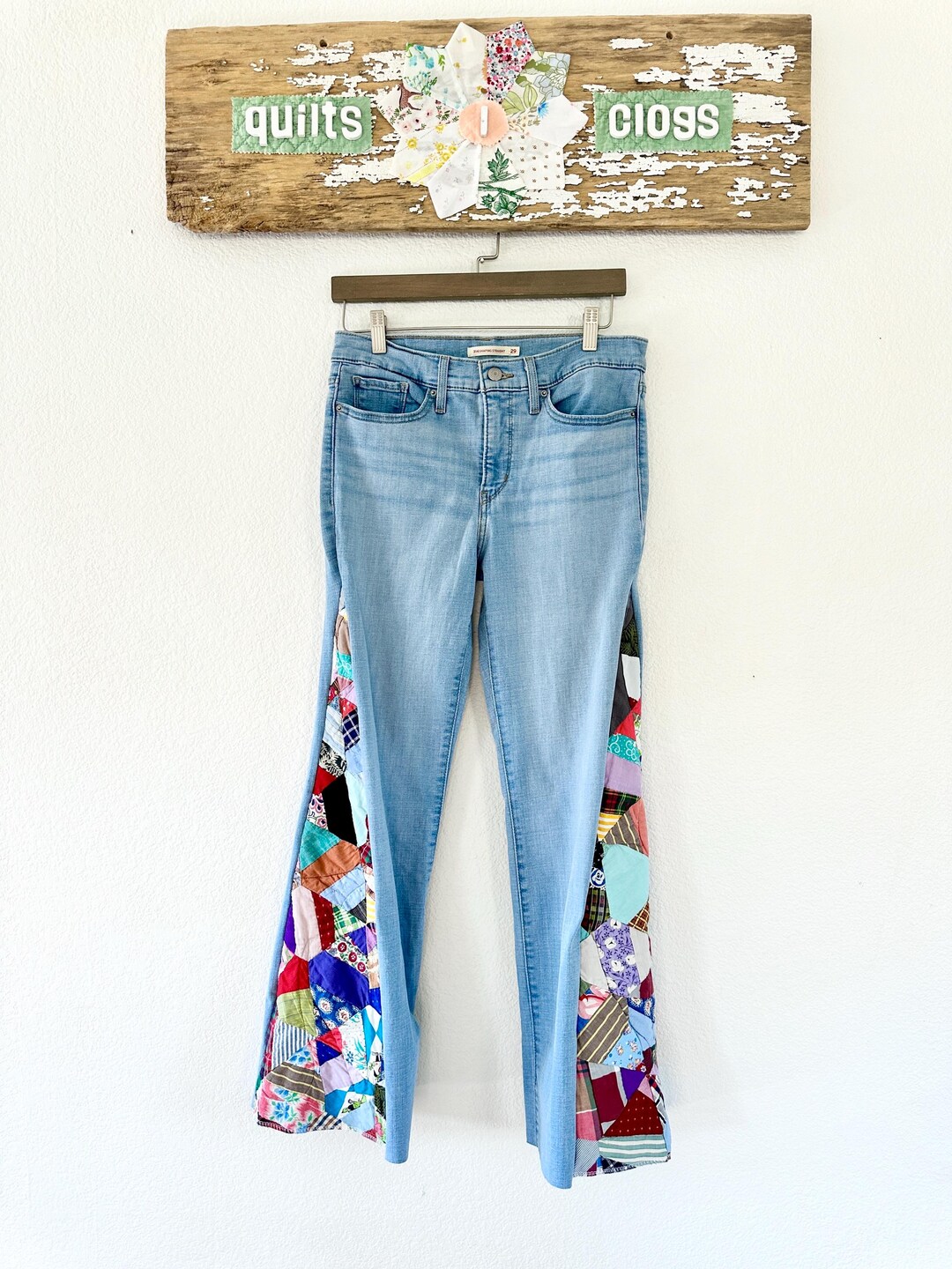 Ashley Levis 315 Flare Jeans With Vintage Quilt Panels, Womans Size 29 ...