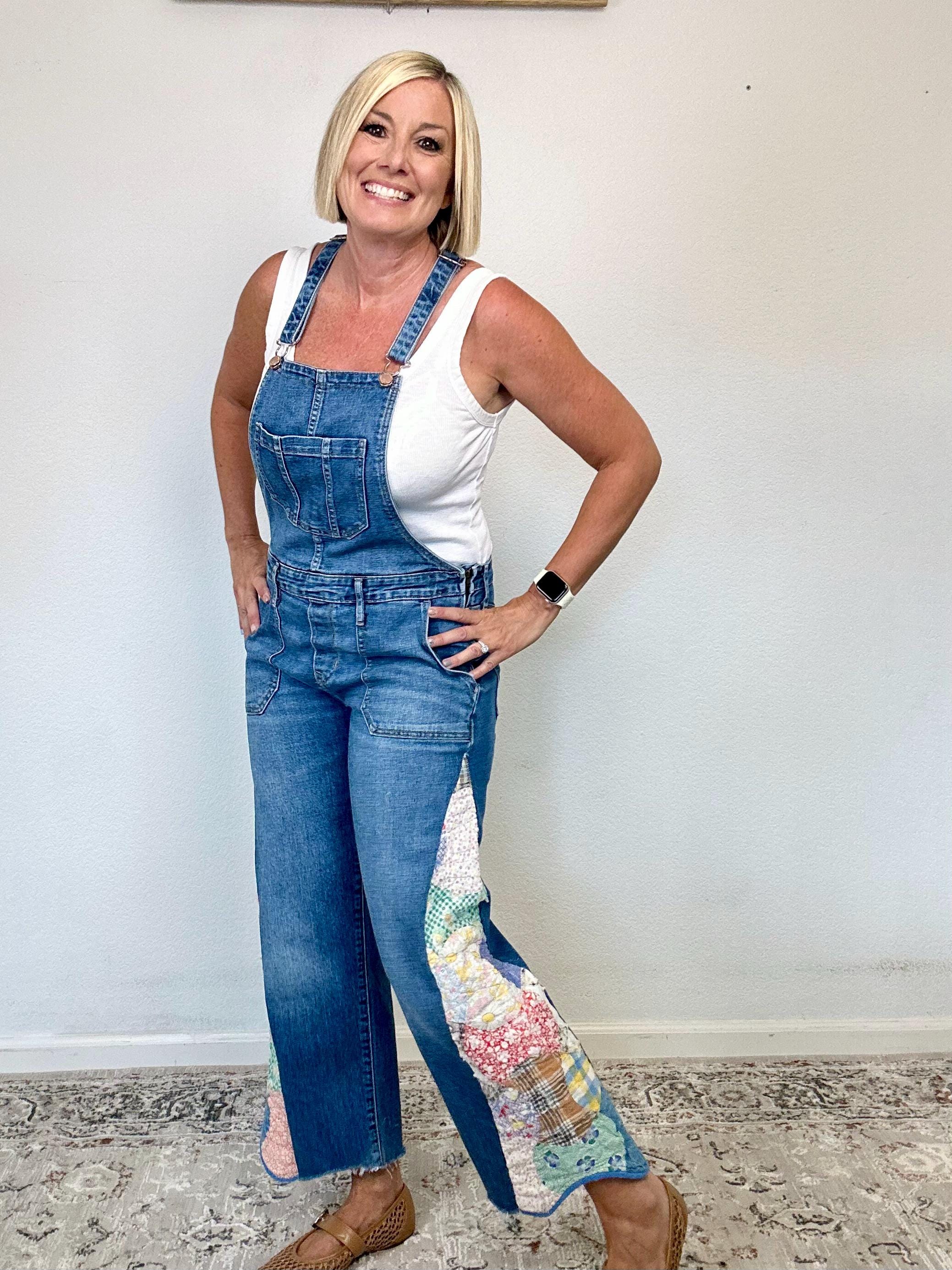 The Daisy (size 8/small-medium) Flare Cropped Denim Overalls With ...