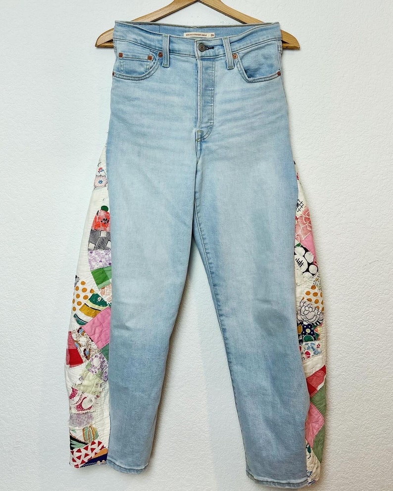Custom Jeans With Upcycled Denim and Vintage Quilt Panels From My Stock ...