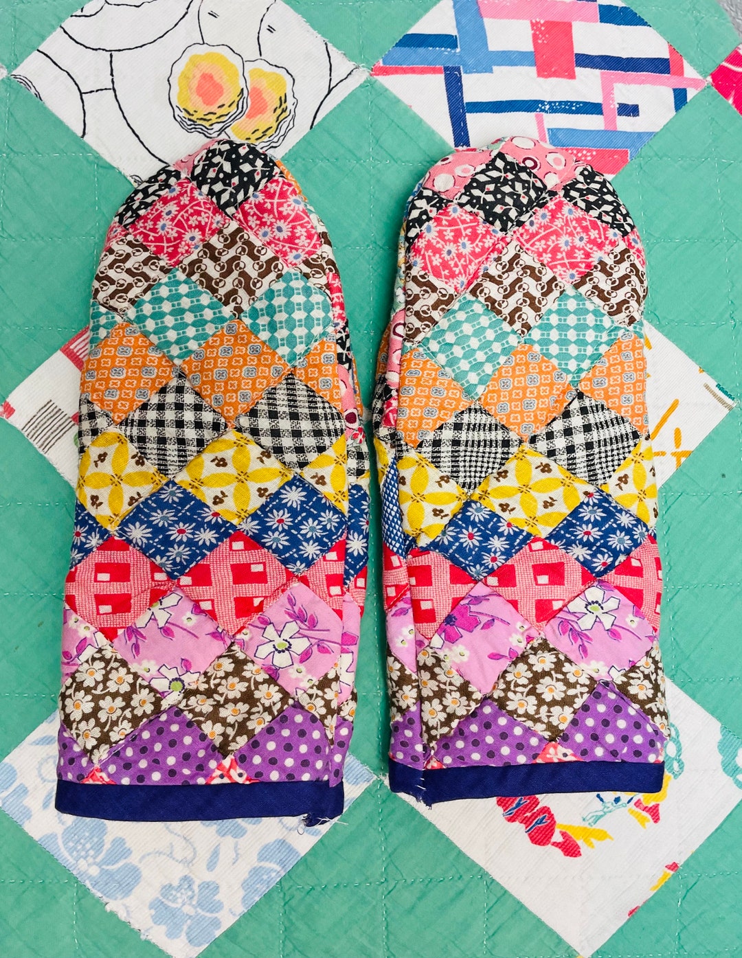 Vintage Quilt Mittens-boho Patchwork 1 - Etsy