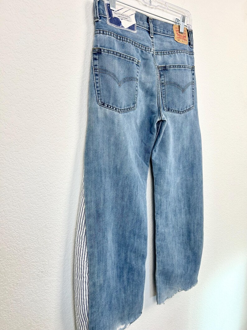 Levi's Barrel Jeans, Vintage Quilt Panels, Recycled Denim, Size 0/2 - Etsy