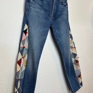 Custom Jeans With Vintage Quilt Panels: Select Your Size Jeans From My ...