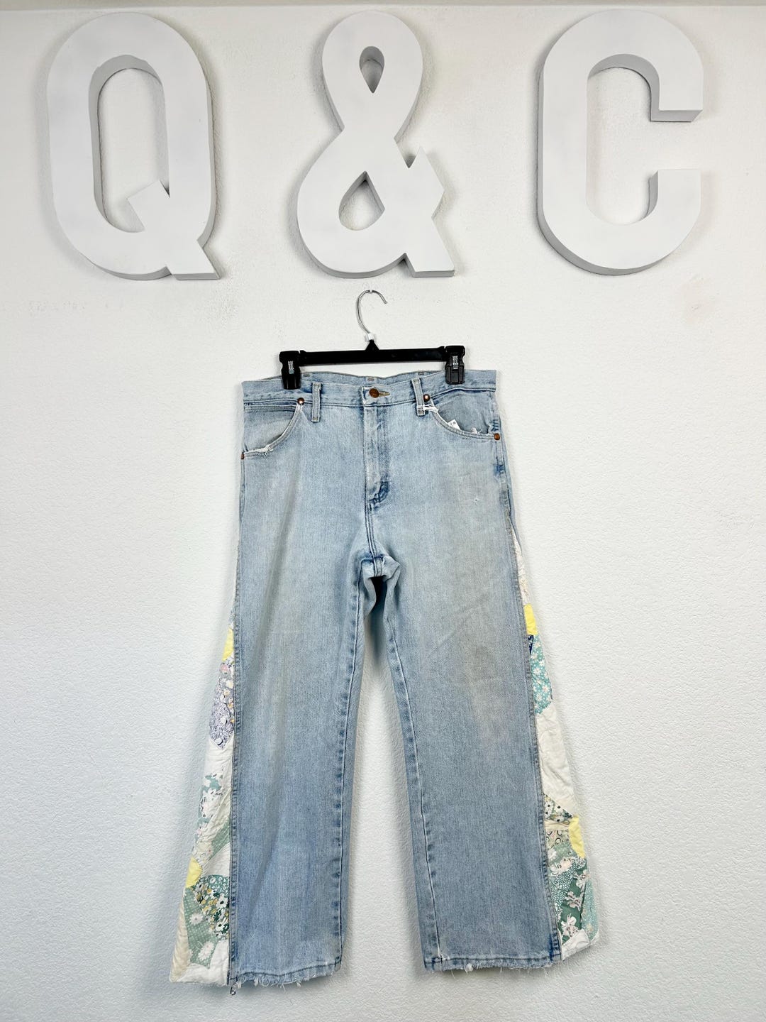 Wrangler Flare Jeans, Vintage Quilt Panels, Recycled Denim, Size 6/8 - Etsy