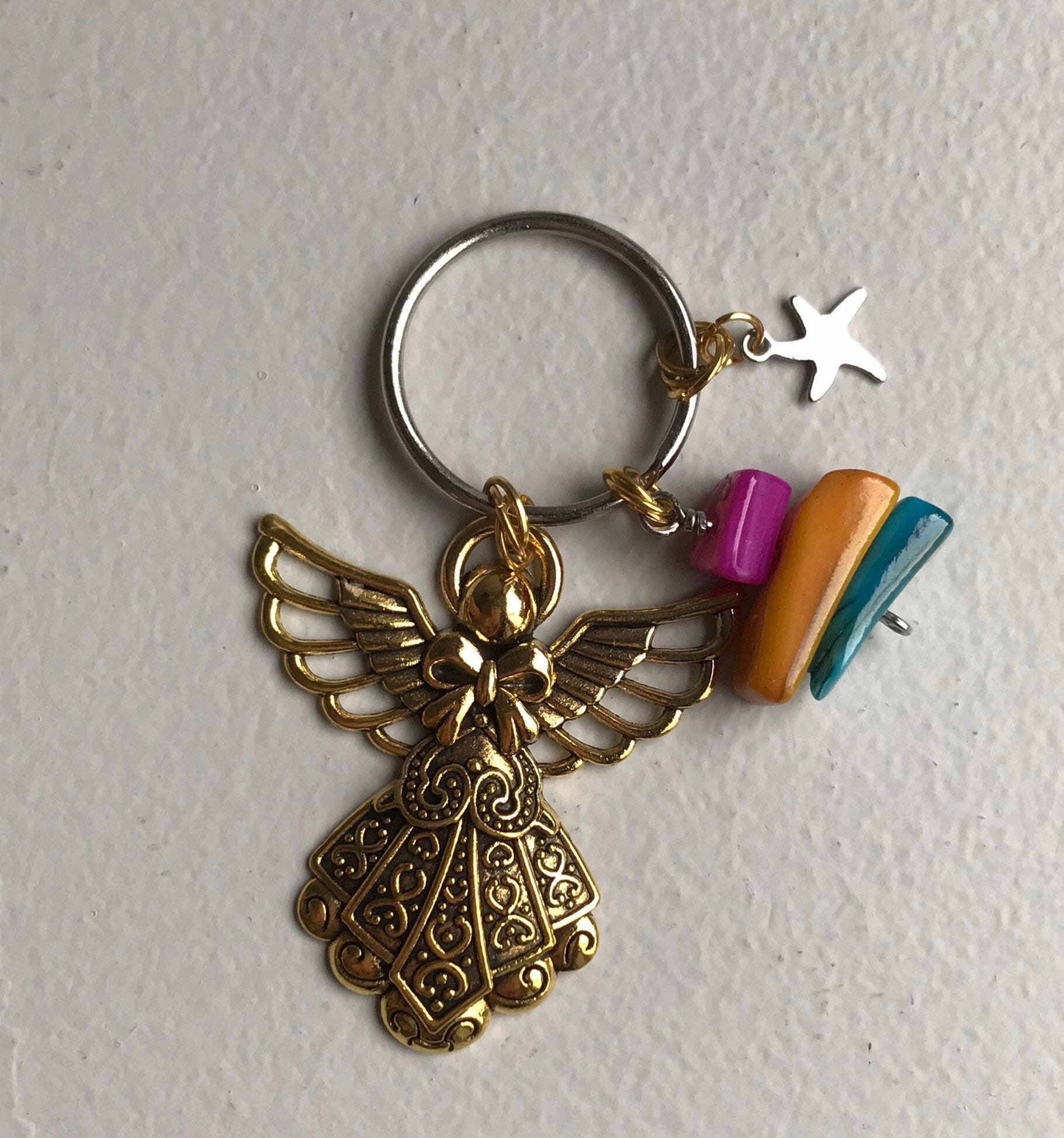 Angel keychain Angel purse charms Gold angel keychain | Etsy