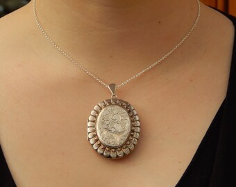 Large silver locket | Etsy