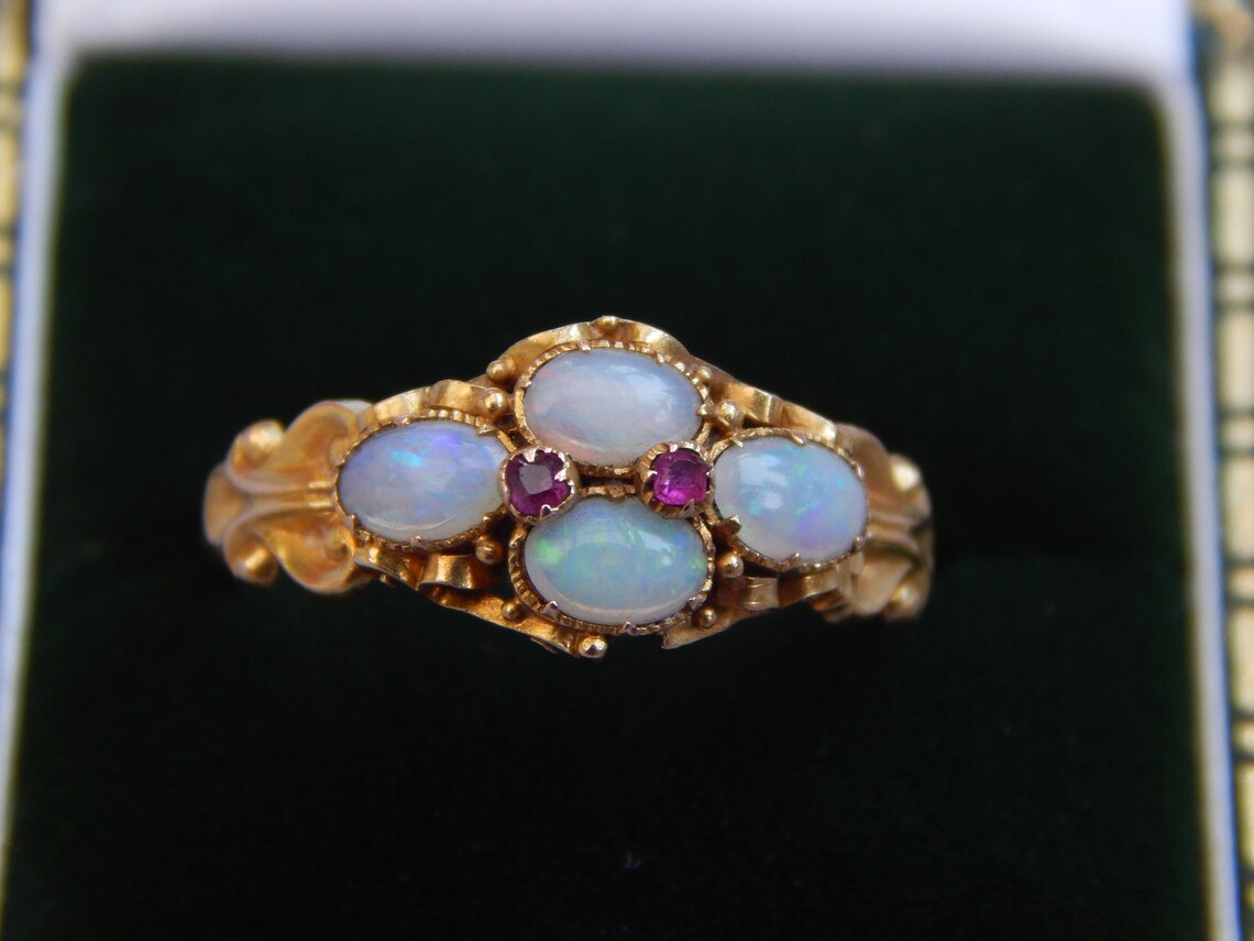 Antique Opal and Ruby Ring in 15ct Gold | Etsy