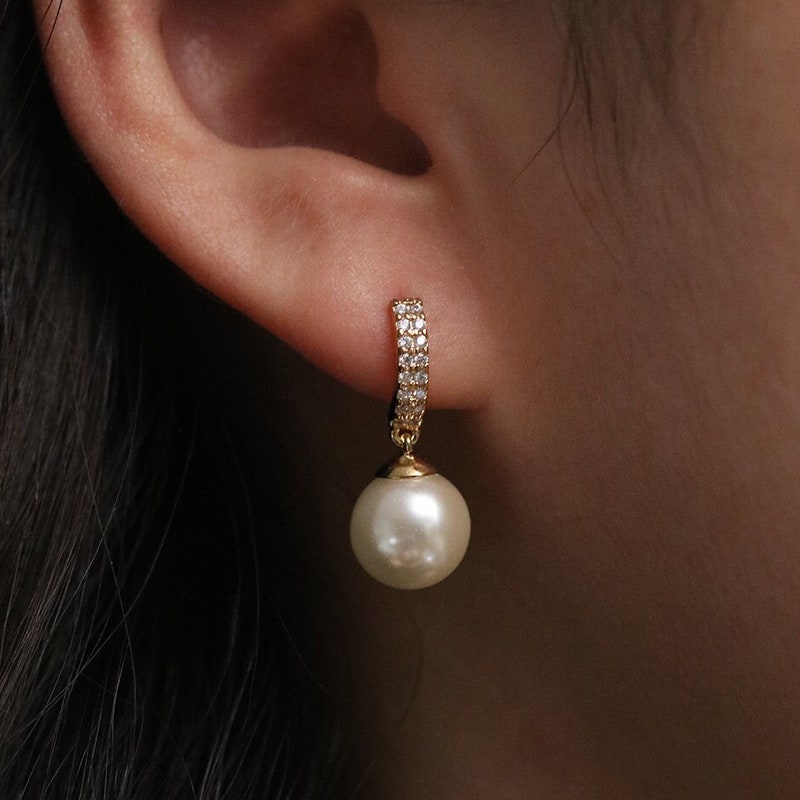 Rose Gold Pearl Earrings - Etsy