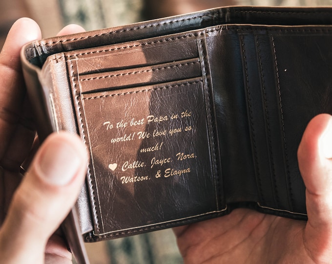 Personalized Leather Trifold Wallet, Mens Leather Wallet, Trifold ...