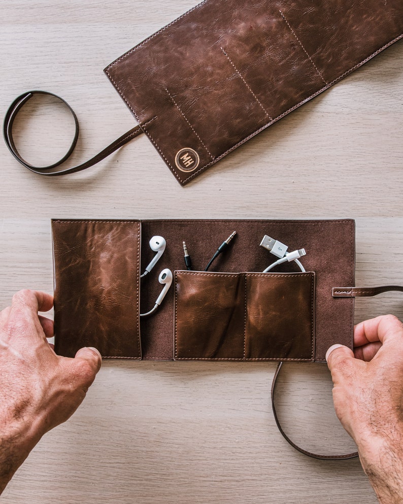 Customized Leather Tech Roll up Perfect Gift for Groomsmen | Etsy