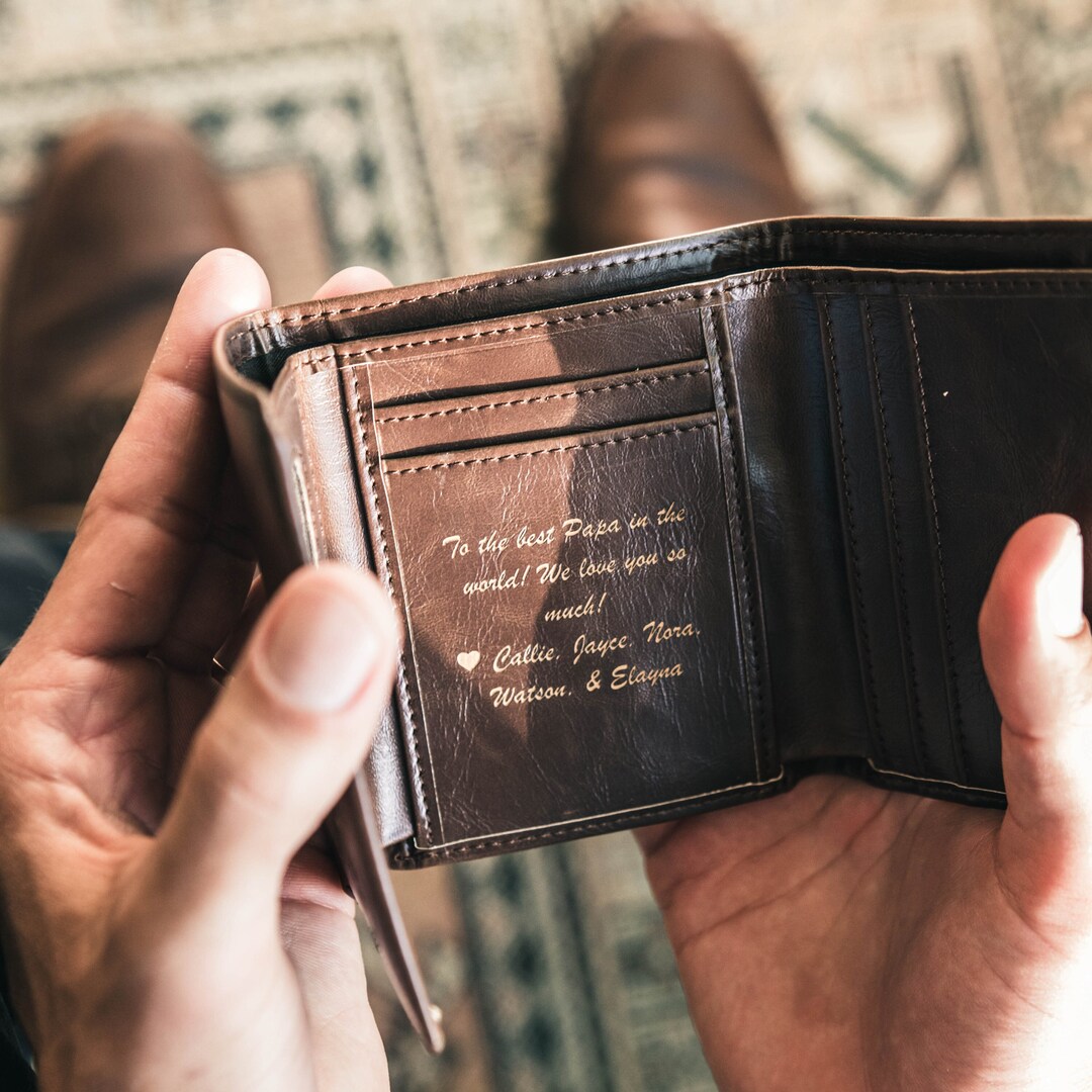 Personalized Trifold Wallet - Men's Leather Trifold Wallet - Great Gift ...