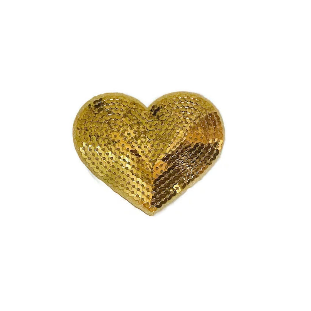 Gold Sequin Heart Patch | Heart-shaped Sequin Patch | Gold Heart Iron ...