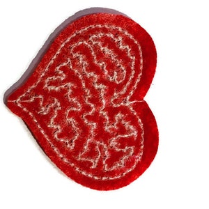Red Heart Patch With Sequins. Small Red Heart Iron On. Red Sequins ...