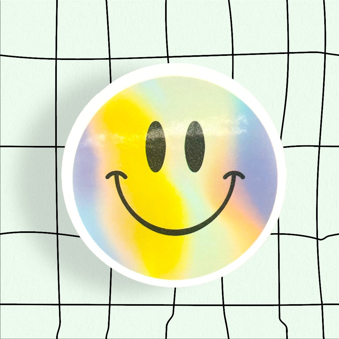 Happy Face Sticker Waterproof Bright and Fun Happy Face - Etsy