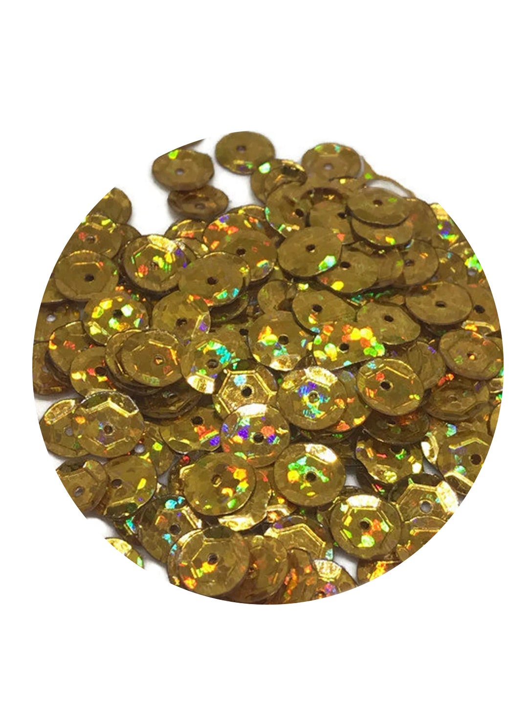 6mm Gold Holographic Cup Sequins. Metallic Sequins. 6mm Gold ...