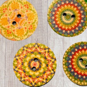 Boho Wood Buttons. 10 Pack Wooden Buttons. Assorted Mandala Buttons. 1 ...