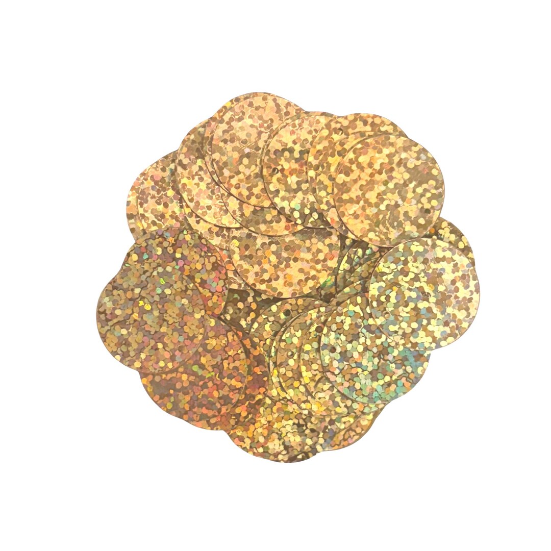 Gold Holographic Sequins 20mm | Large Flat Paillettes | Festival, Stage ...