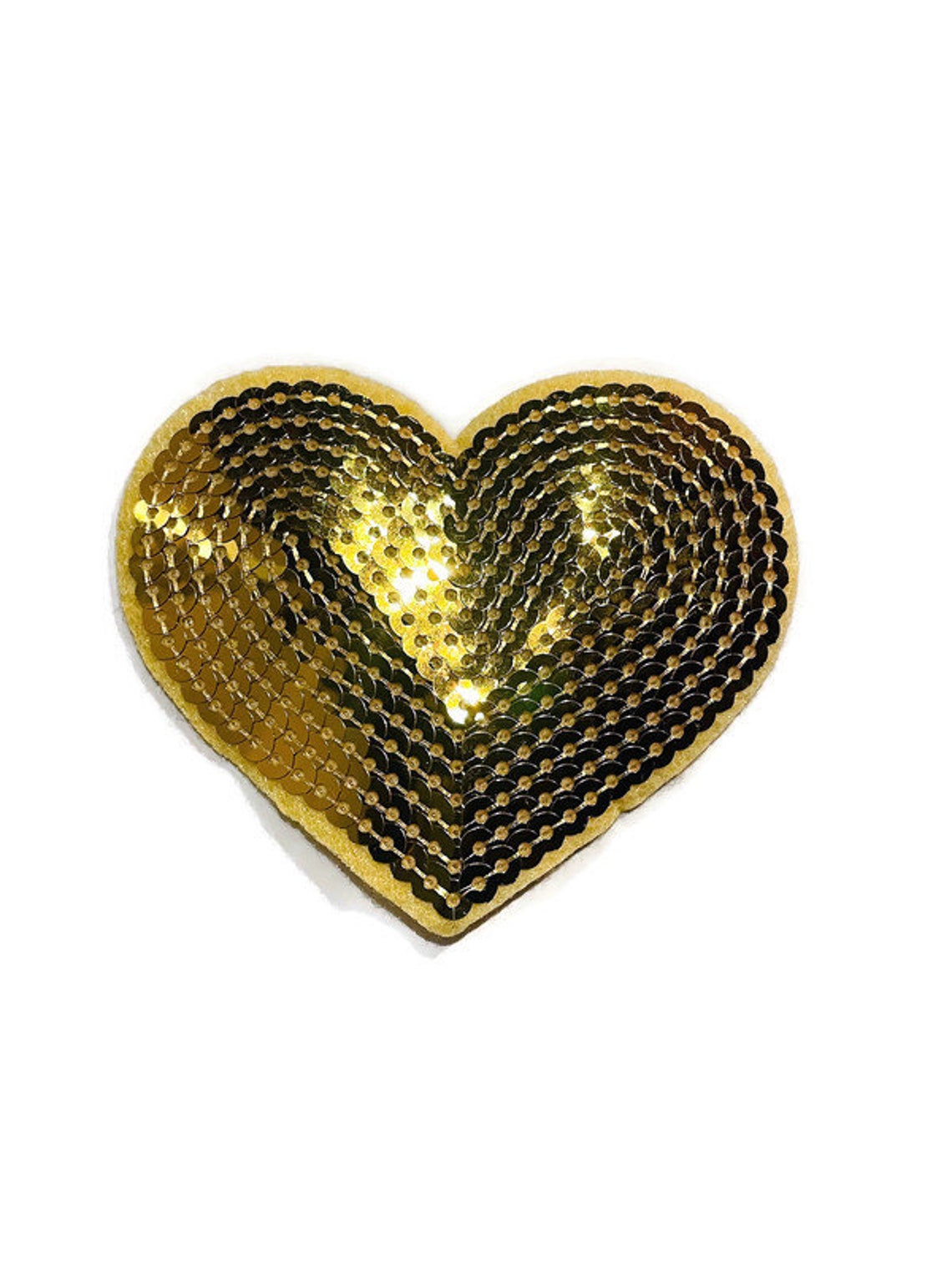 Gold Heart Patch With Sequins. Gold Heart Iron On. Gold | Etsy