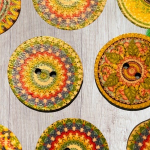 Boho Wood Buttons. 10 Pack Wooden Buttons. Assorted Mandala Buttons. 1 ...