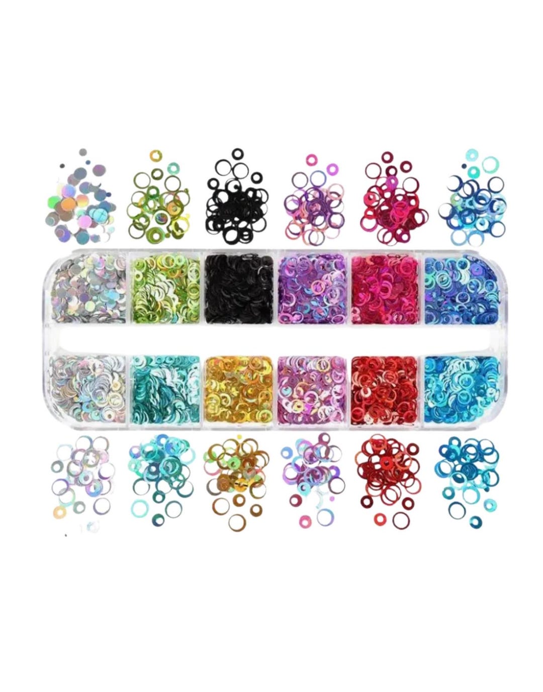 12-grid Holographic Hollow Circle Glitter | Quicksand Filler for Epoxy ...