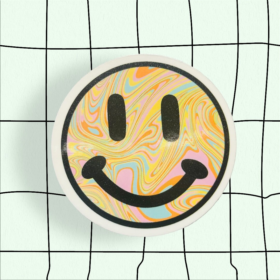 Happy Face Sticker Waterproof Bright and Fun Happy Face - Etsy