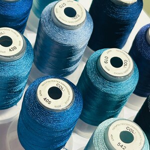 Blue Embroidery Thread Spool. 40 Weight. 100 % Polyester. Light Blue ...