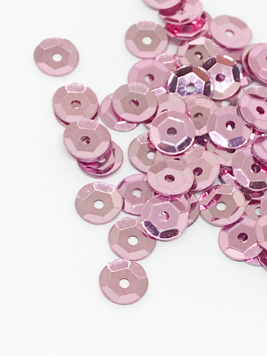 5mm Cup Round Sequins. Light Pink Metallic Sequins. 5mm Sequins. Loose ...