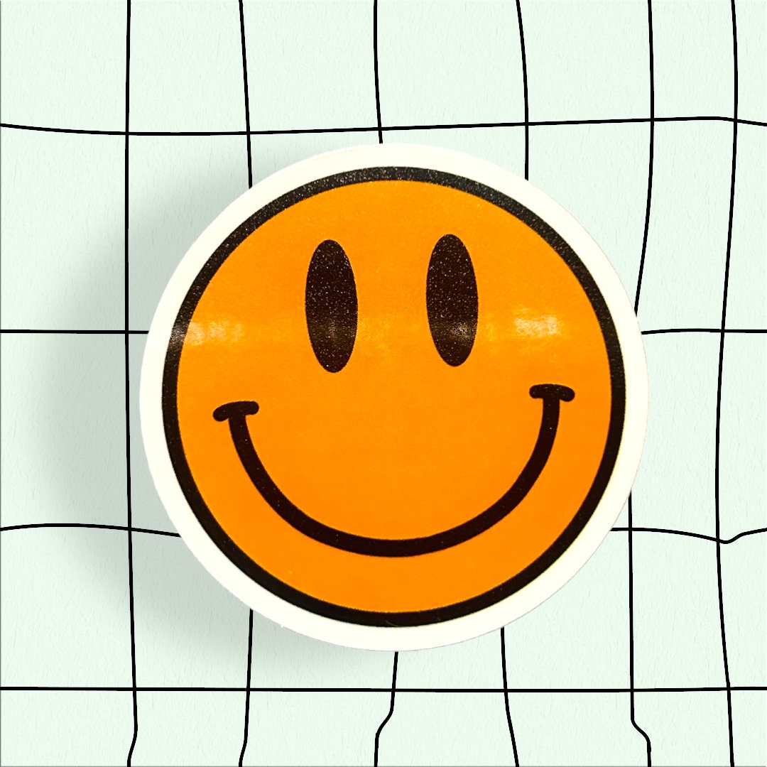 Happy Face Sticker Waterproof Bright And Fun Happy Face Etsy