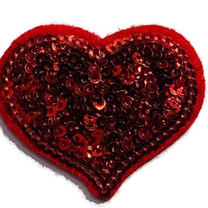 Red Heart Patch With Sequins. Small Red Heart Iron On. Red Sequins ...