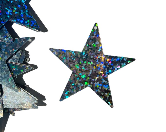 Star Sequins. Silver Holographic Star Sequins. Medium Silver Star ...