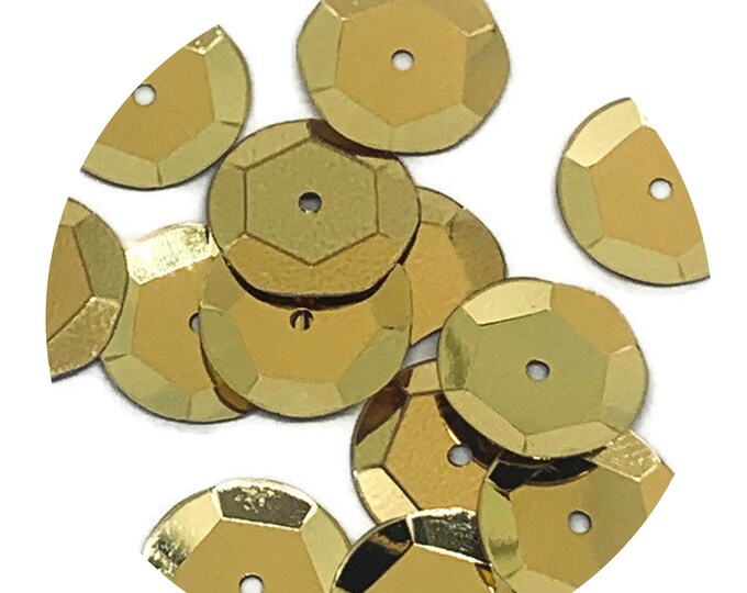 10mm Gold Cup Round Sequins. 1000 Sequins per Package. Gold Loose ...