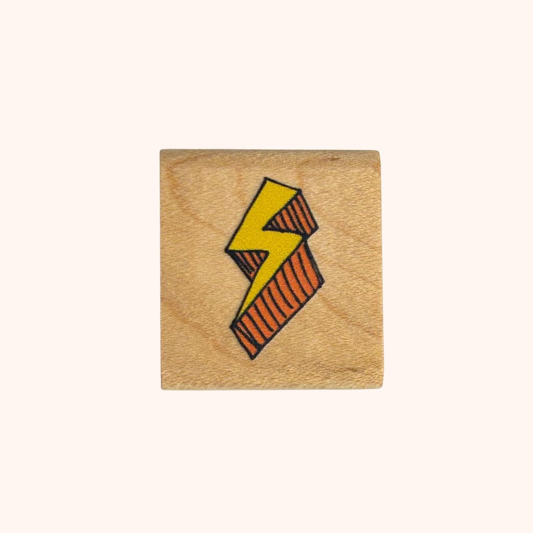 Lightning Bolt Rubber Stamp | Mini 1.1 X 0.75 in | Y2K Scrapbooking ...