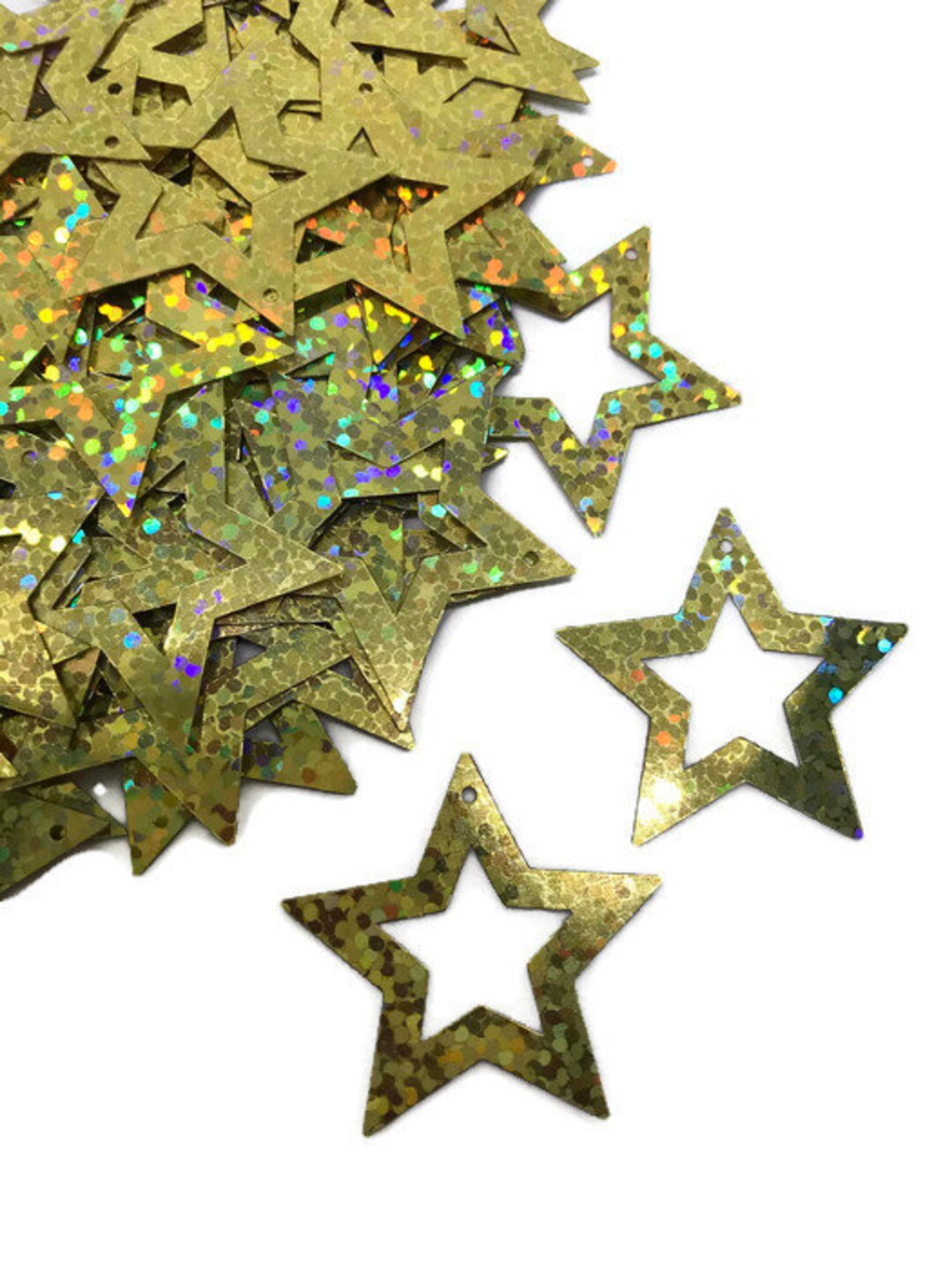 Star Sequins. Gold Holographic Star Sequins. Star Paillettes. One Inche ...