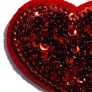 Red Heart Patch With Sequins. Small Red Heart Iron On. Red Sequins ...
