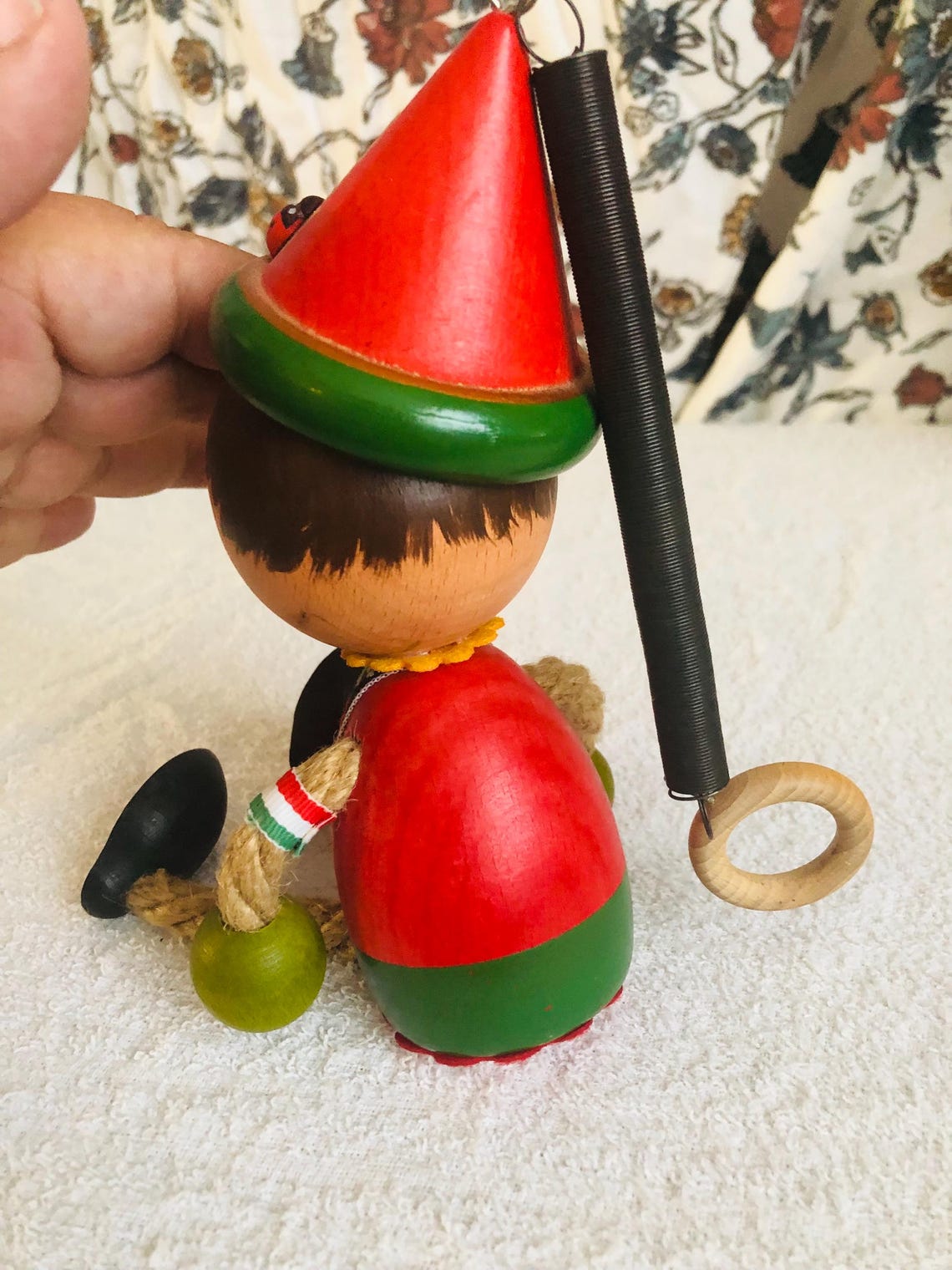 Handmade Pinocchio Wooden Bouncie: Spring Toy, German Style. Very Cute ...