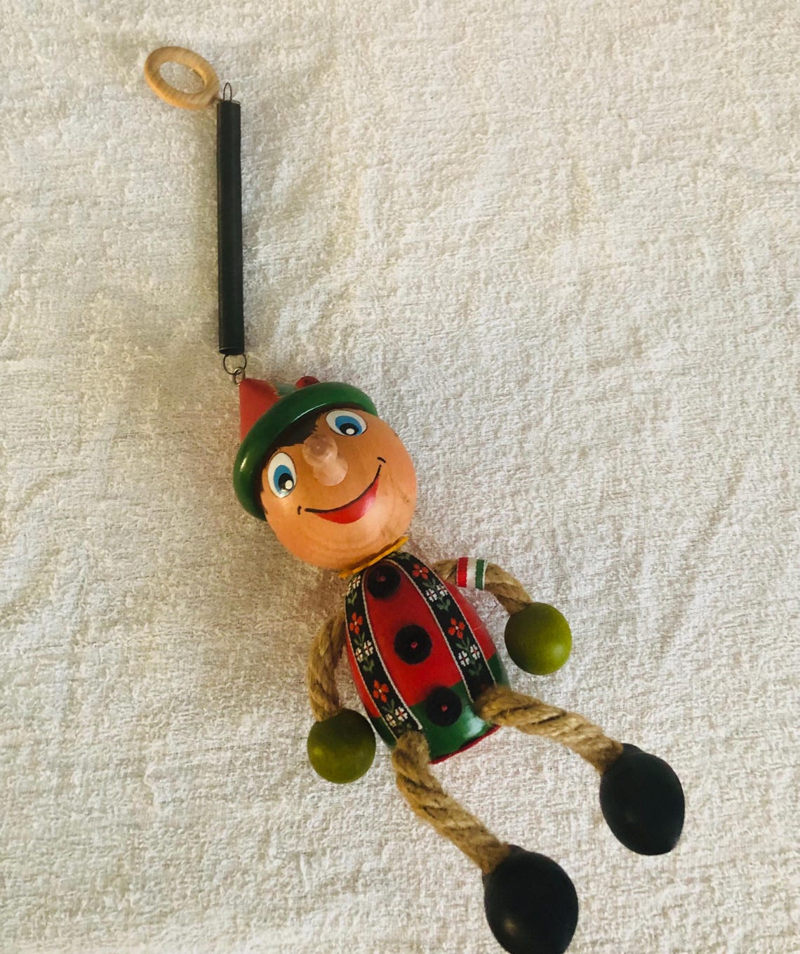 Handmade Pinocchio Wooden Bouncie: Spring Toy, German Style. Very Cute ...