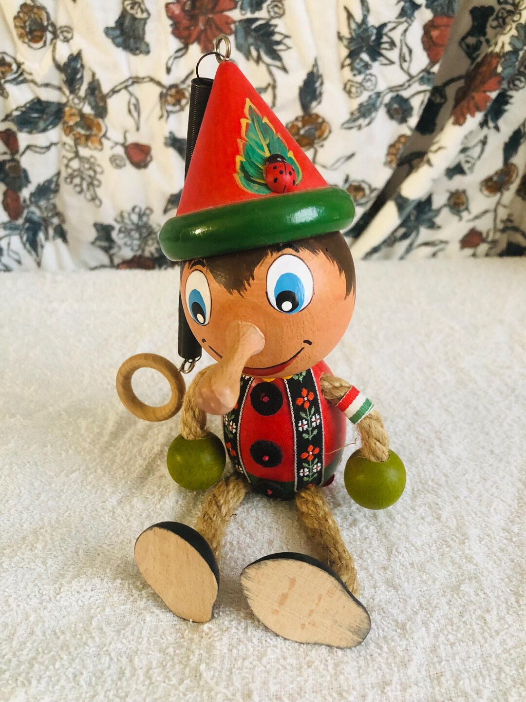 Handmade Pinocchio Wooden Bouncie: Spring Toy, German Style. Very Cute ...