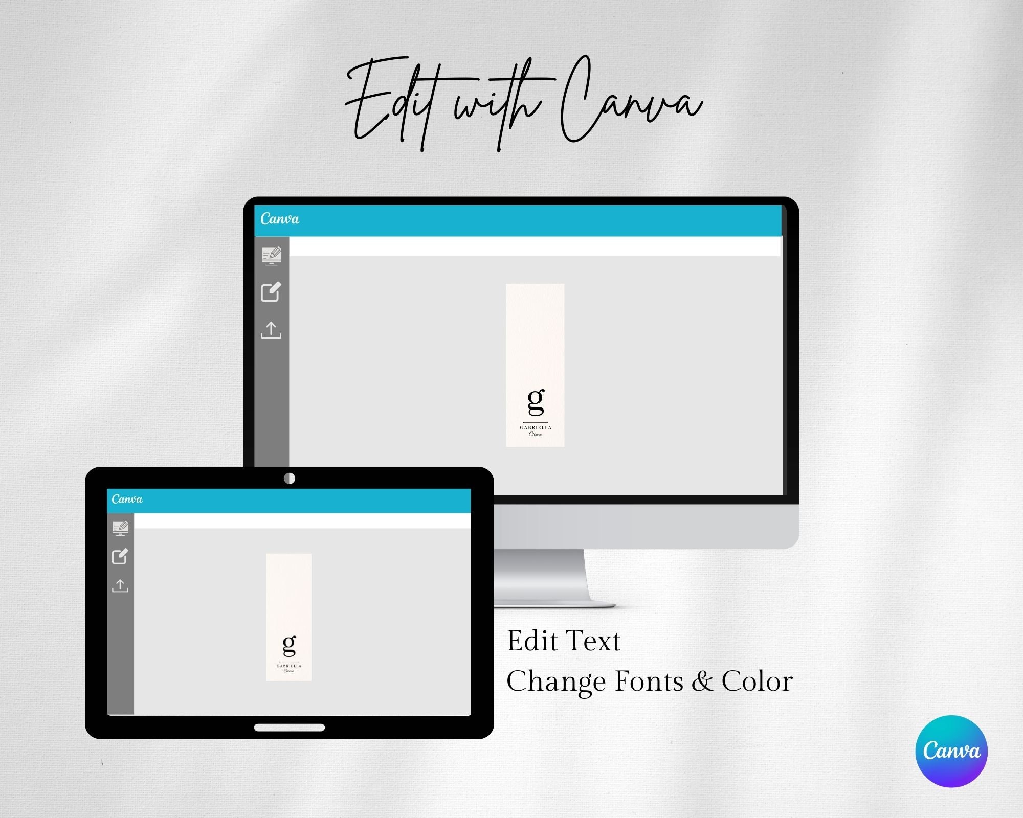 Minimal Modern Functional Bookmark Template, Wedding Name Place Card ...