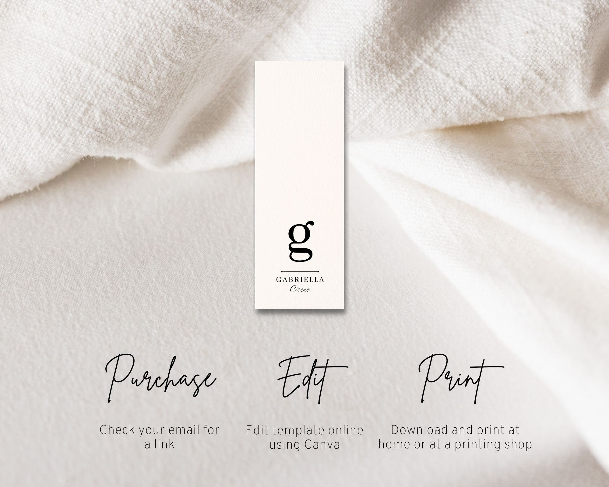 Minimal Modern Functional Bookmark Template, Wedding Name Place Card ...