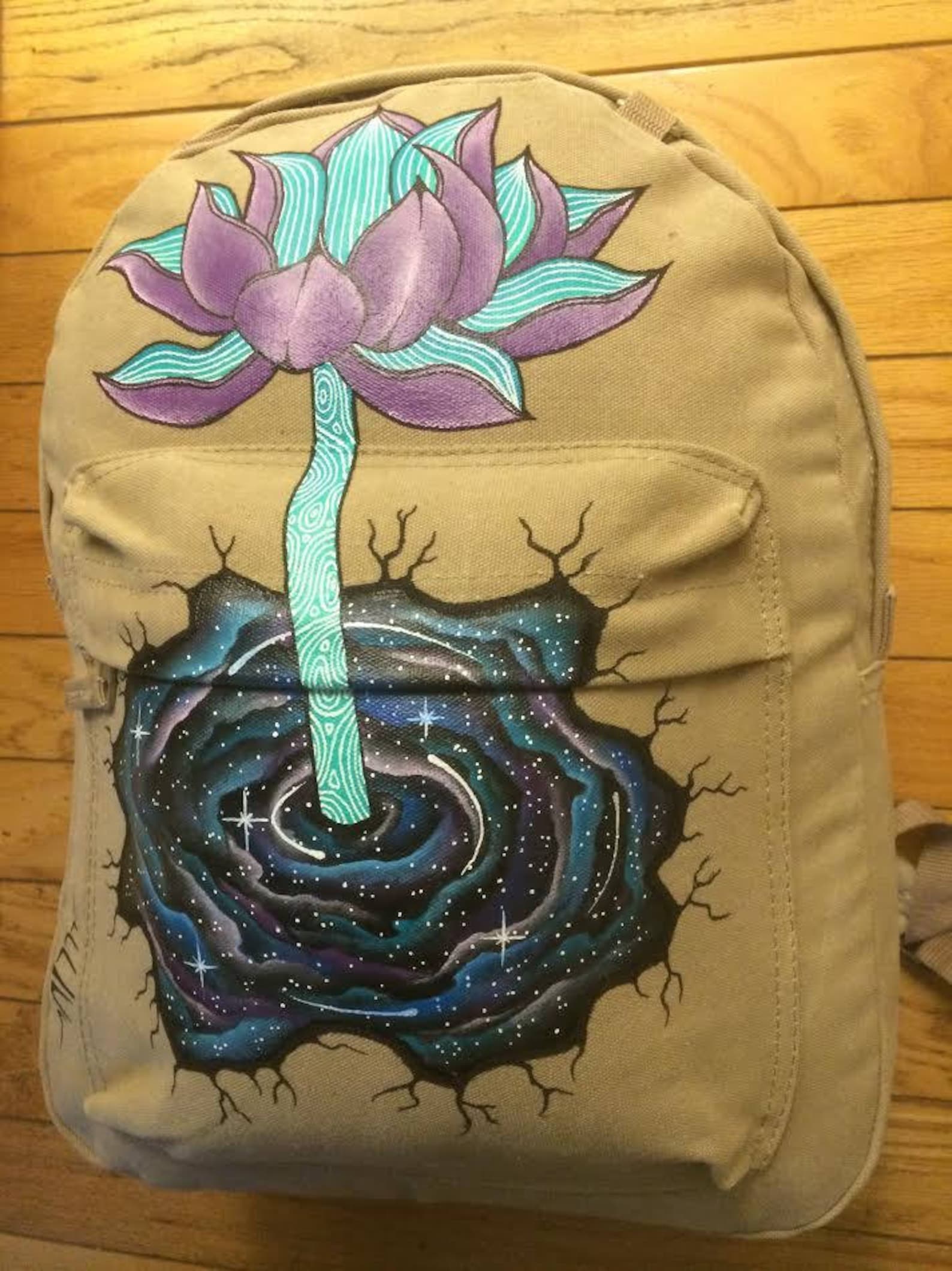 Hand-painted Backpack W/ Original "nebulotus" Design - Etsy
