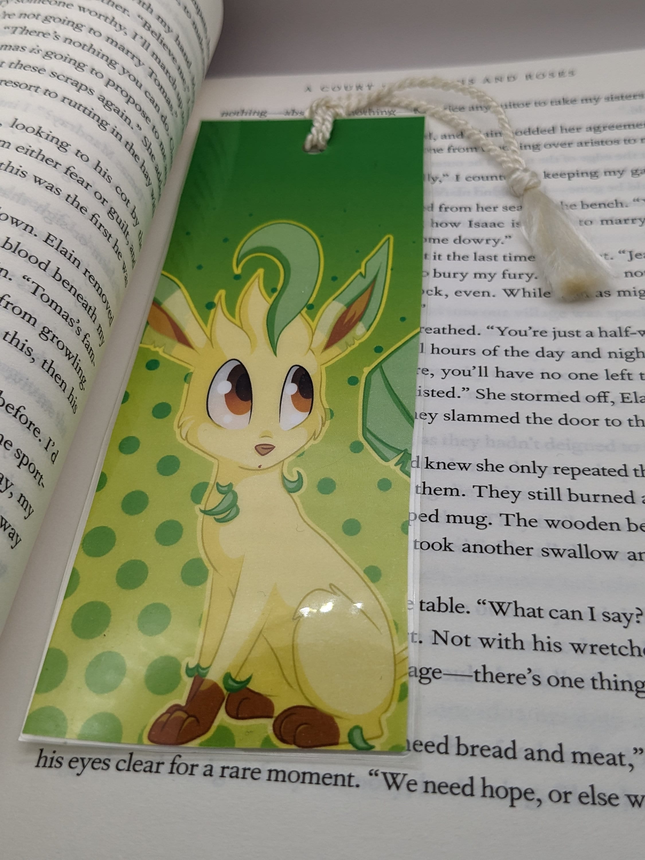 Leafeon Laminated Bookmark // Cute Eevee Pokemon Eeveelutions - Etsy