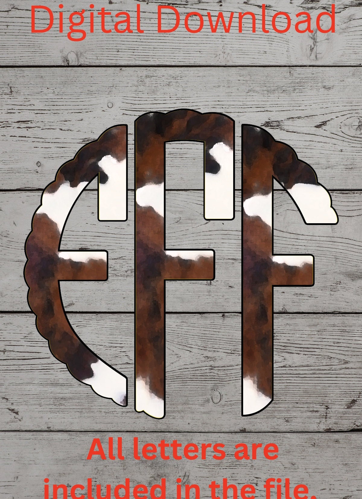 Cow Print Monogram| Sublimation | PNG| Digital Download - Etsy