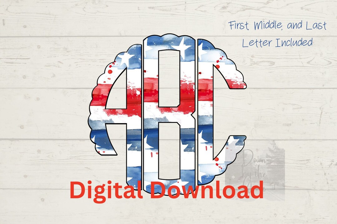 Fourth of July Monogram PNG| Independence Day Monogram PNG| Full Alphabet| Doodle Monogram ...