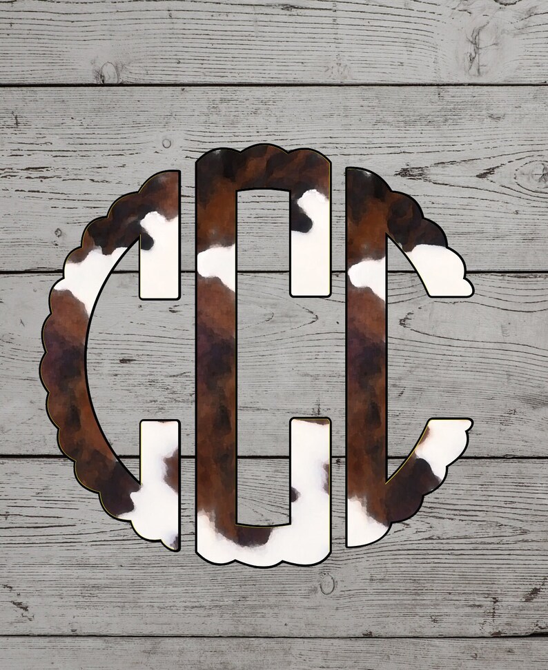 Cow Print Monogram Sublimation PNG Digital Download - Etsy