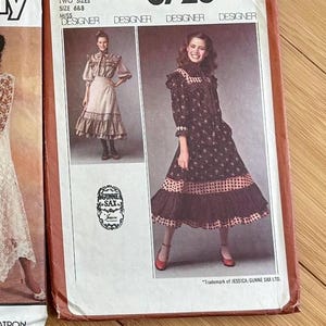 1970s Gunne Sax Dress Simplicity Sewing Patterns 8728 8672 Size 6 8 10 ...
